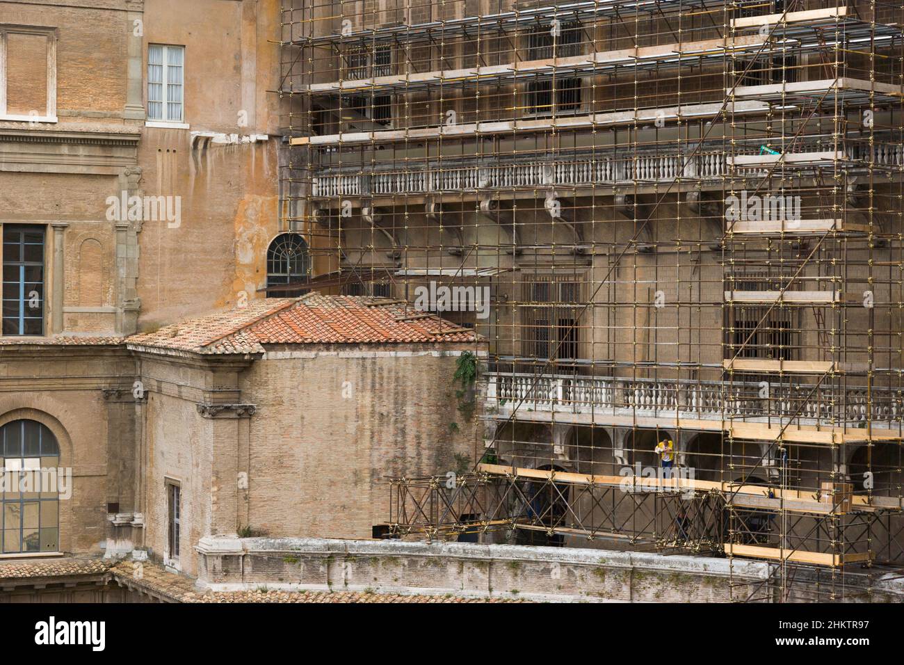 Scaffoldings in the Vatican Museum for restorations, Rome, Italy Stock ...