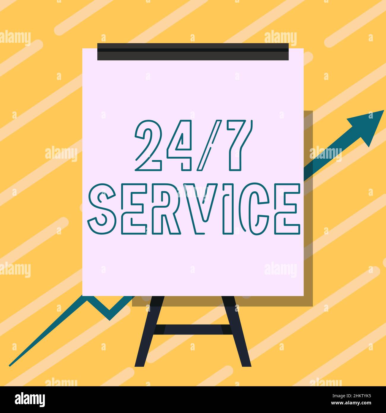 Conceptual display 24 Or 7 Service. Word Written on service that is ...