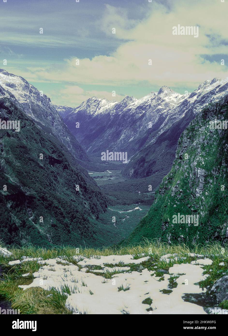 View south from Mackinnon Pass on the Milford Track, Fiordland, New ...
