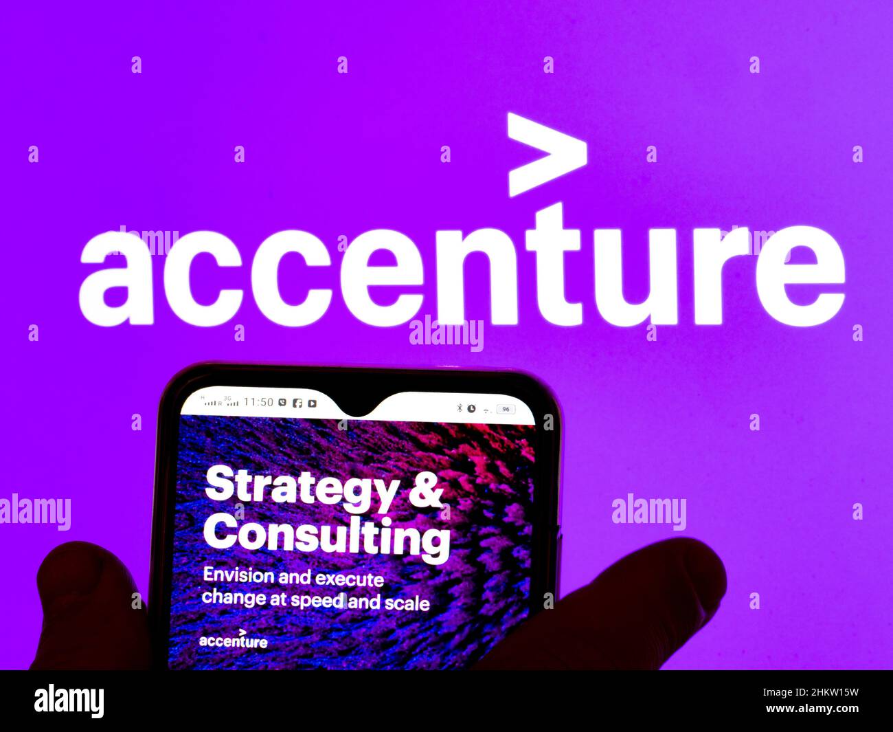 In this photo illustration, the Accenture Strategy & Consulting logo is ...