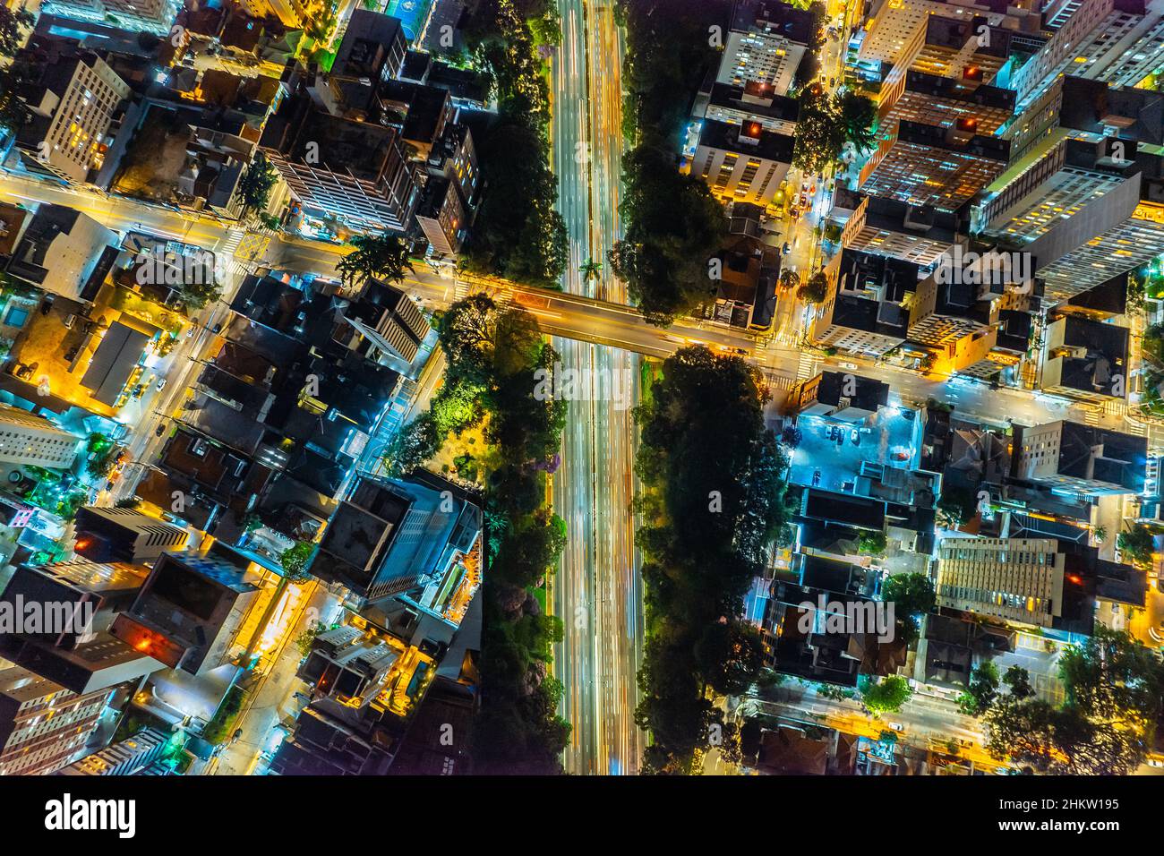 Night road in the city. Top view Stock Photo - Alamy