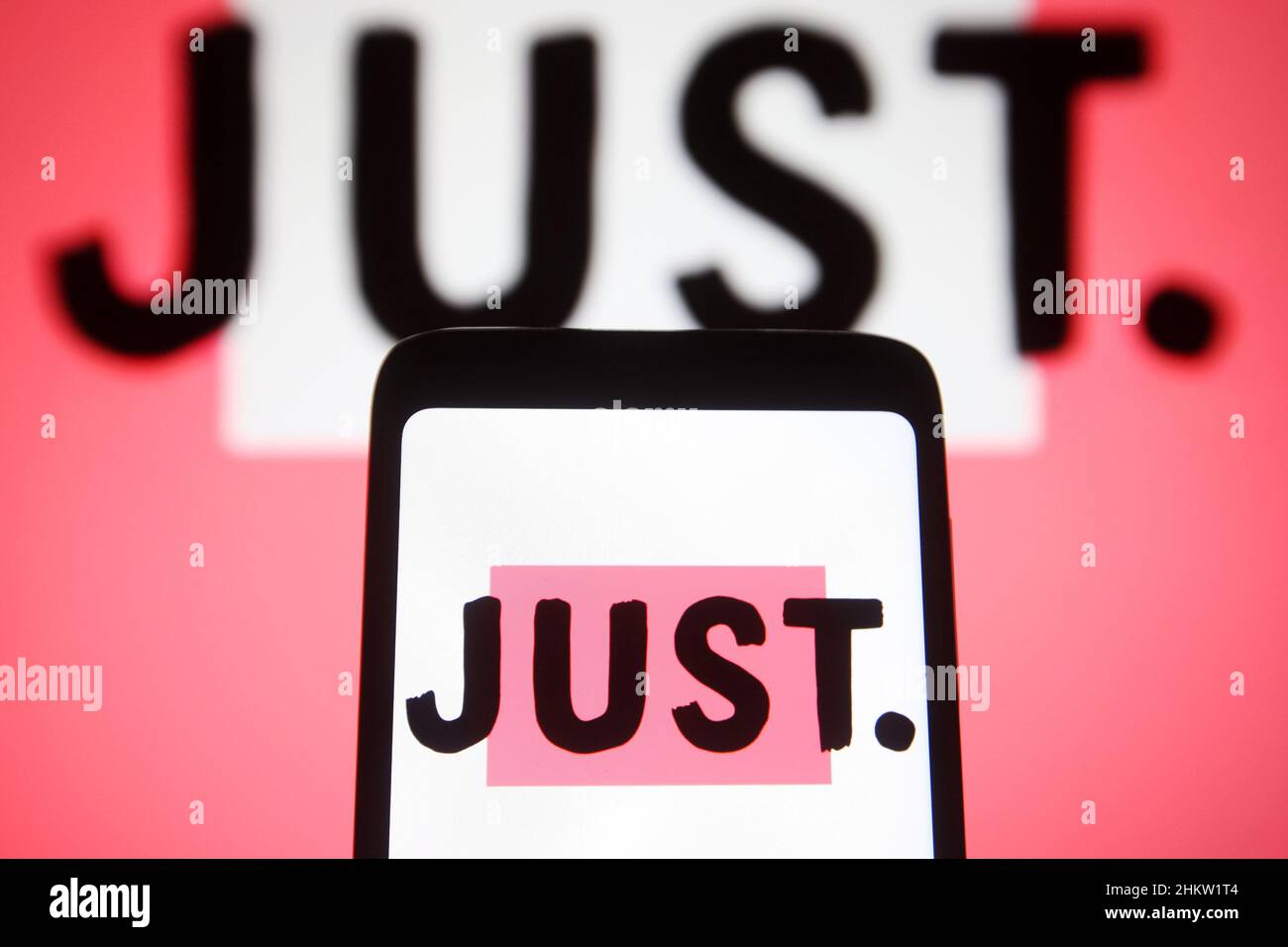 Ukraine. 5th Feb, 2022. In this photo illustration, a Just Group plc logo is seen on a ...