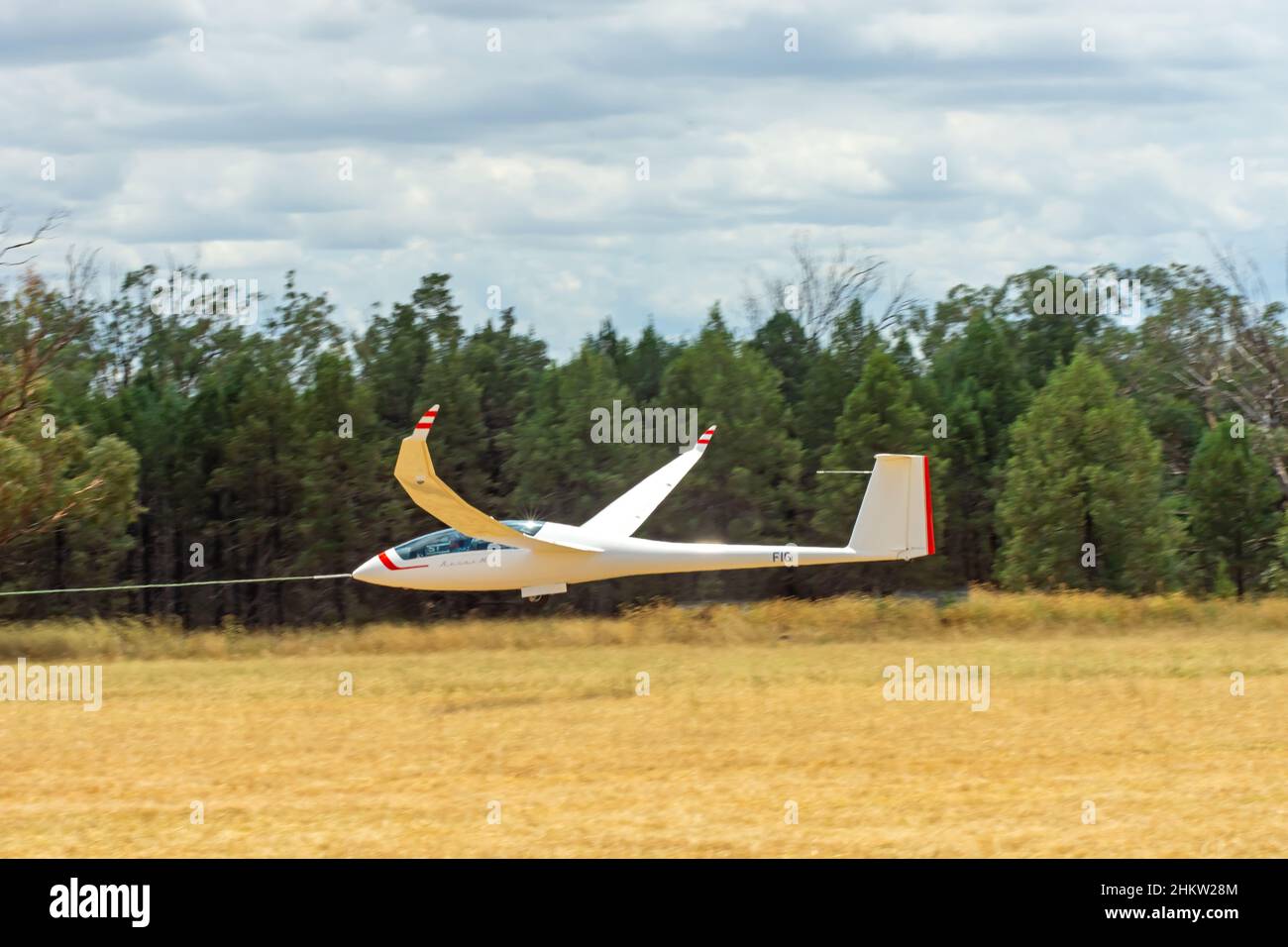 A German Schempp-Hirth Arcus M Sailplane taking off at Lake Keepit ...