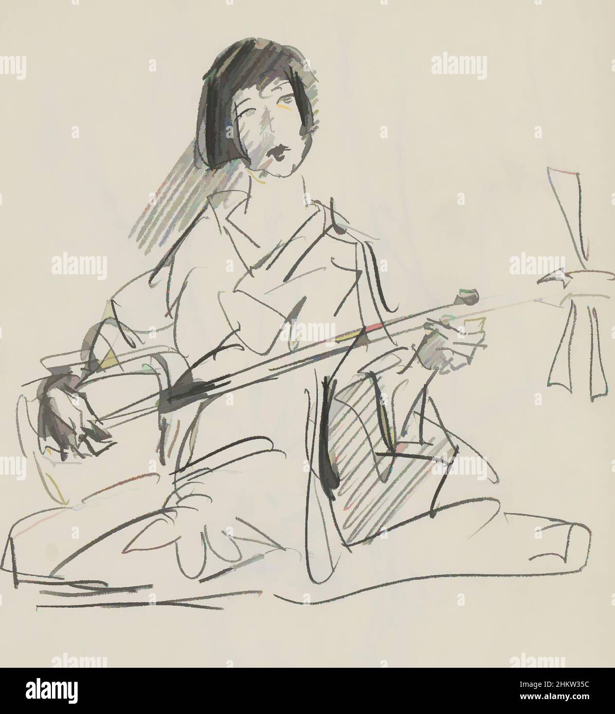 Art inspired by A shamisen is a Japanese stringed instrument. seated ...