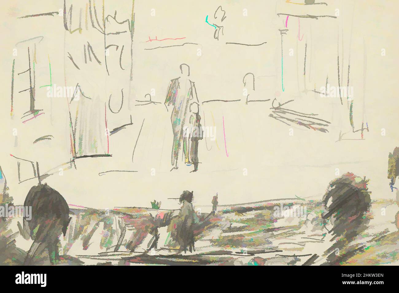Art inspired by Two actors on stage. In front of the stage the ...