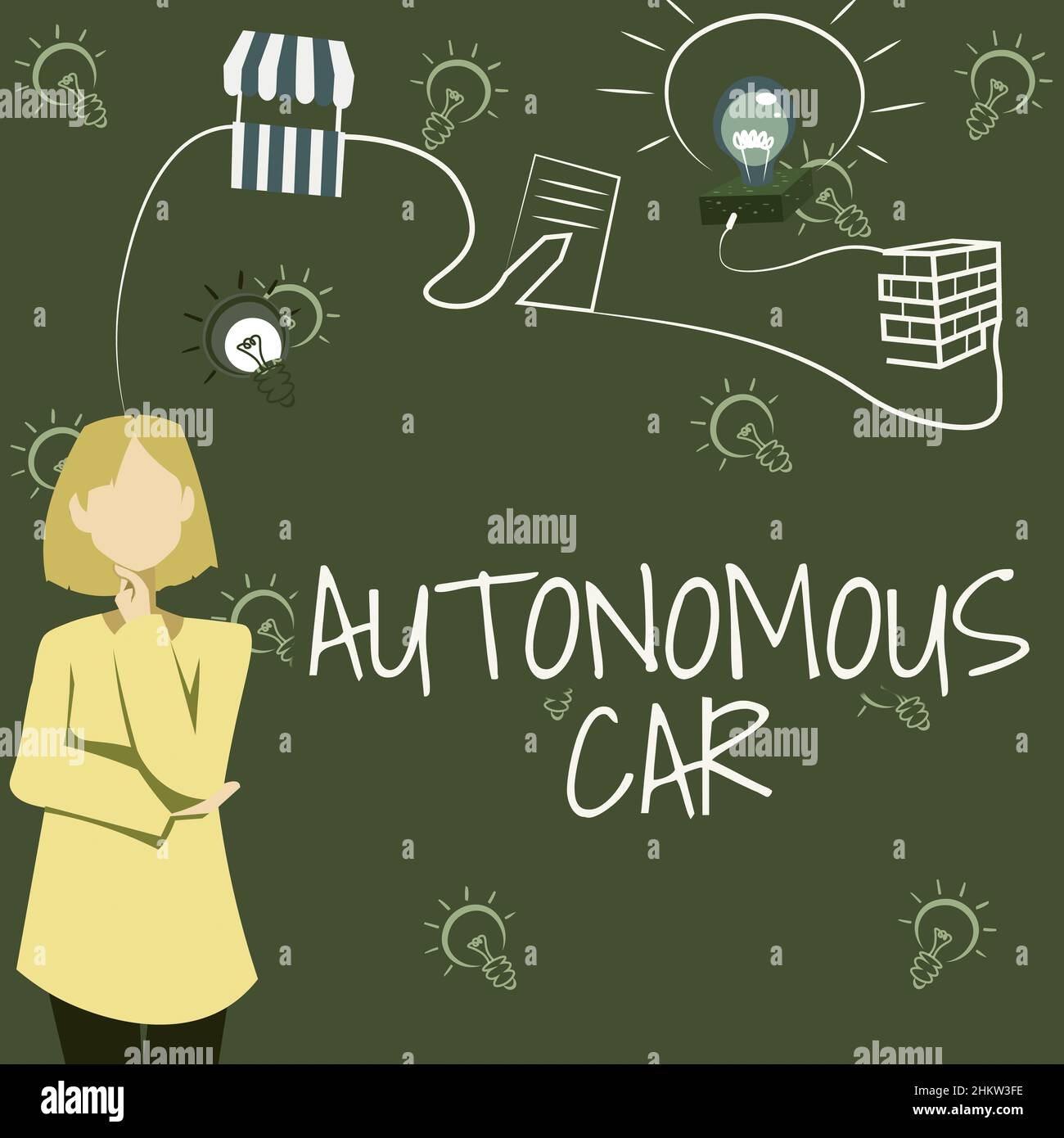 Sign displaying Autonomous Car. Word for vehicle that can guide itself ...