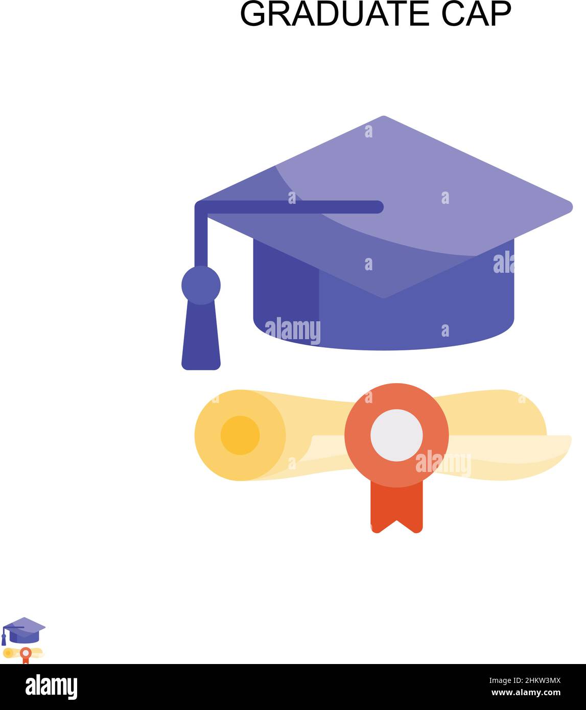 Graduate cap Simple vector icon. Illustration symbol design template ...