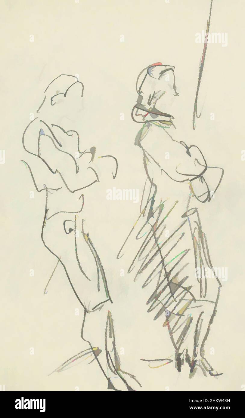 Art inspired by With their arms crossed. The back figure leans. Two ...