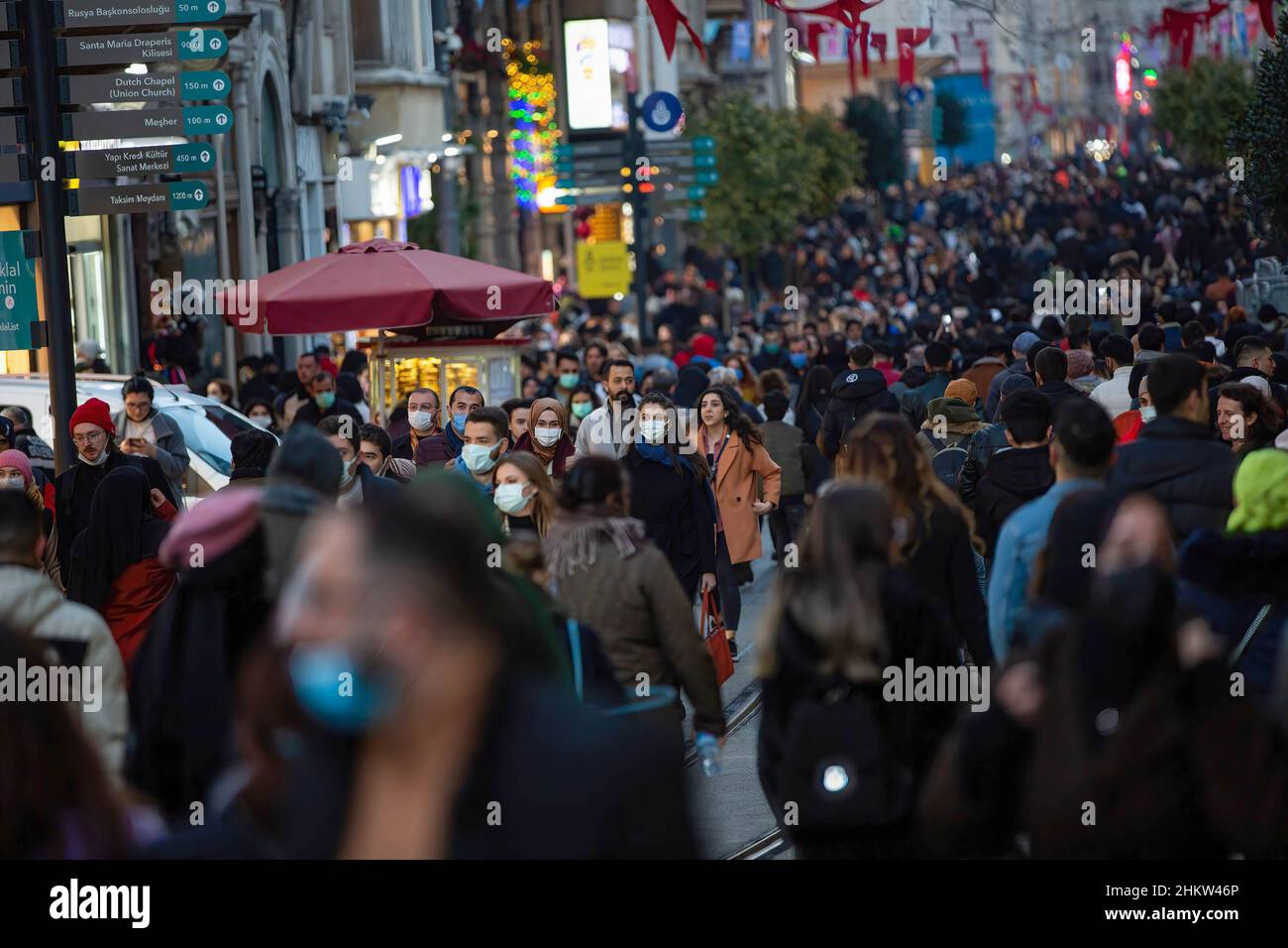 Istanbul, Turkey. 5th Feb, 2022. Crowd of people spending time on ...