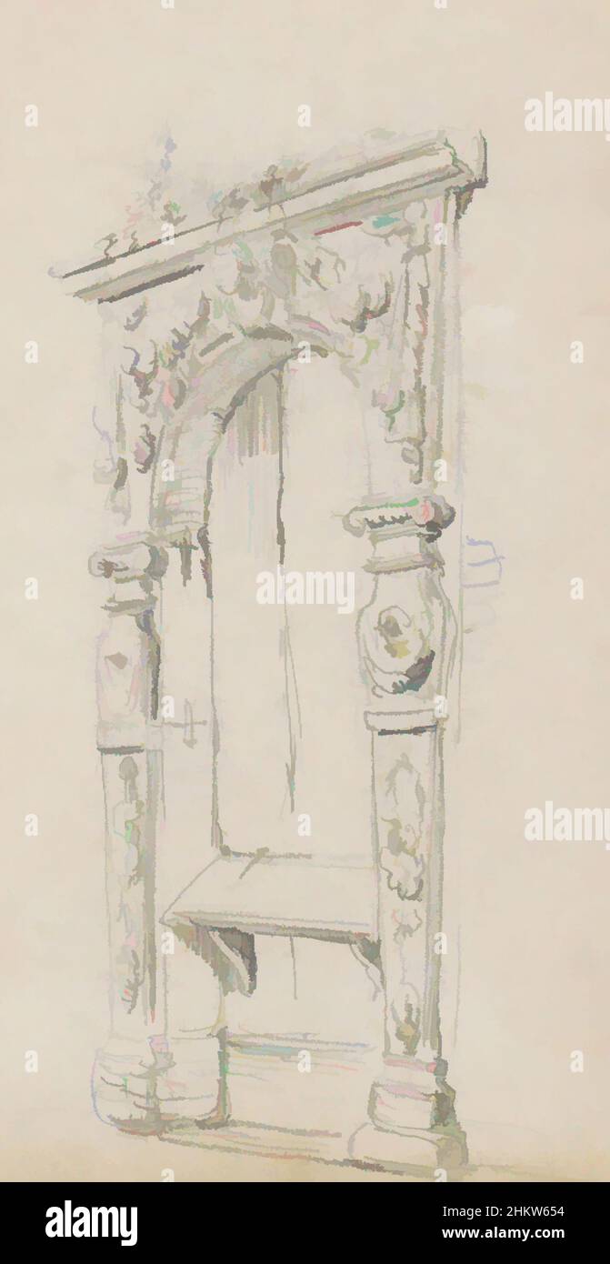 Art inspired by View of a niche surrounded by a round arch. a lectern ...
