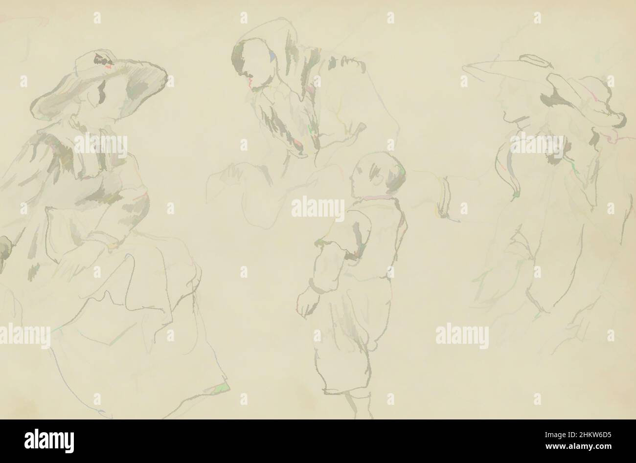 Art inspired by Women, men and a boy in different poses. Figures in ...