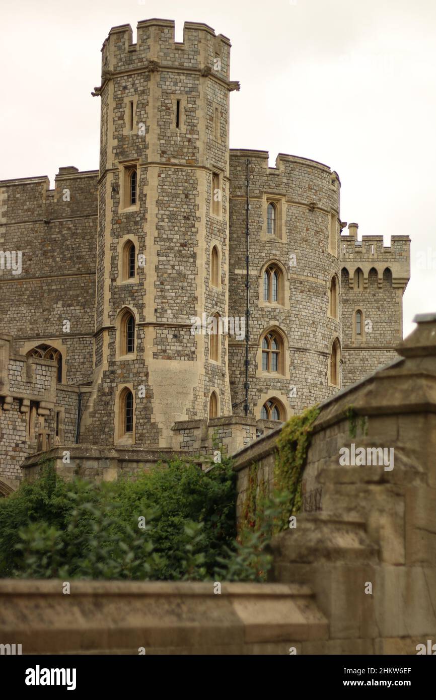 Exterior of Round Tower of Windsor Castle, a royal residence in the ...