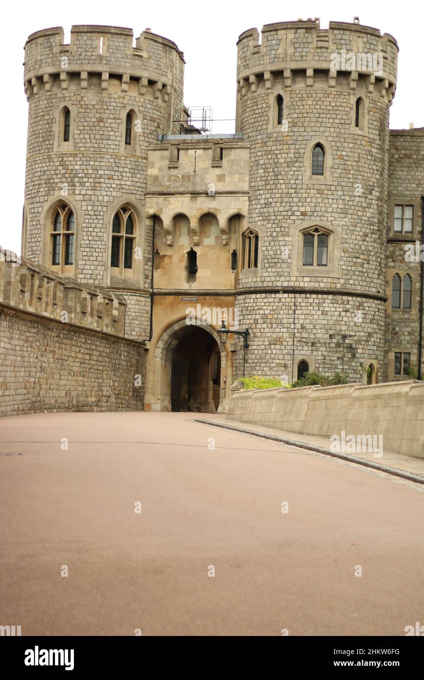 Exterior of Round Tower of Windsor Castle, a royal residence in the ...