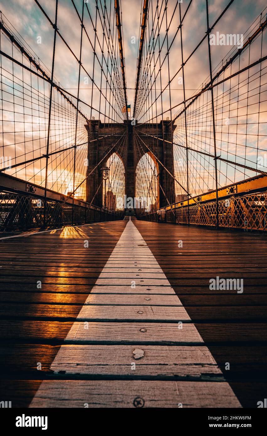 Vertical shot of the Brooklyn Bridge in the USA Stock Photo - Alamy
