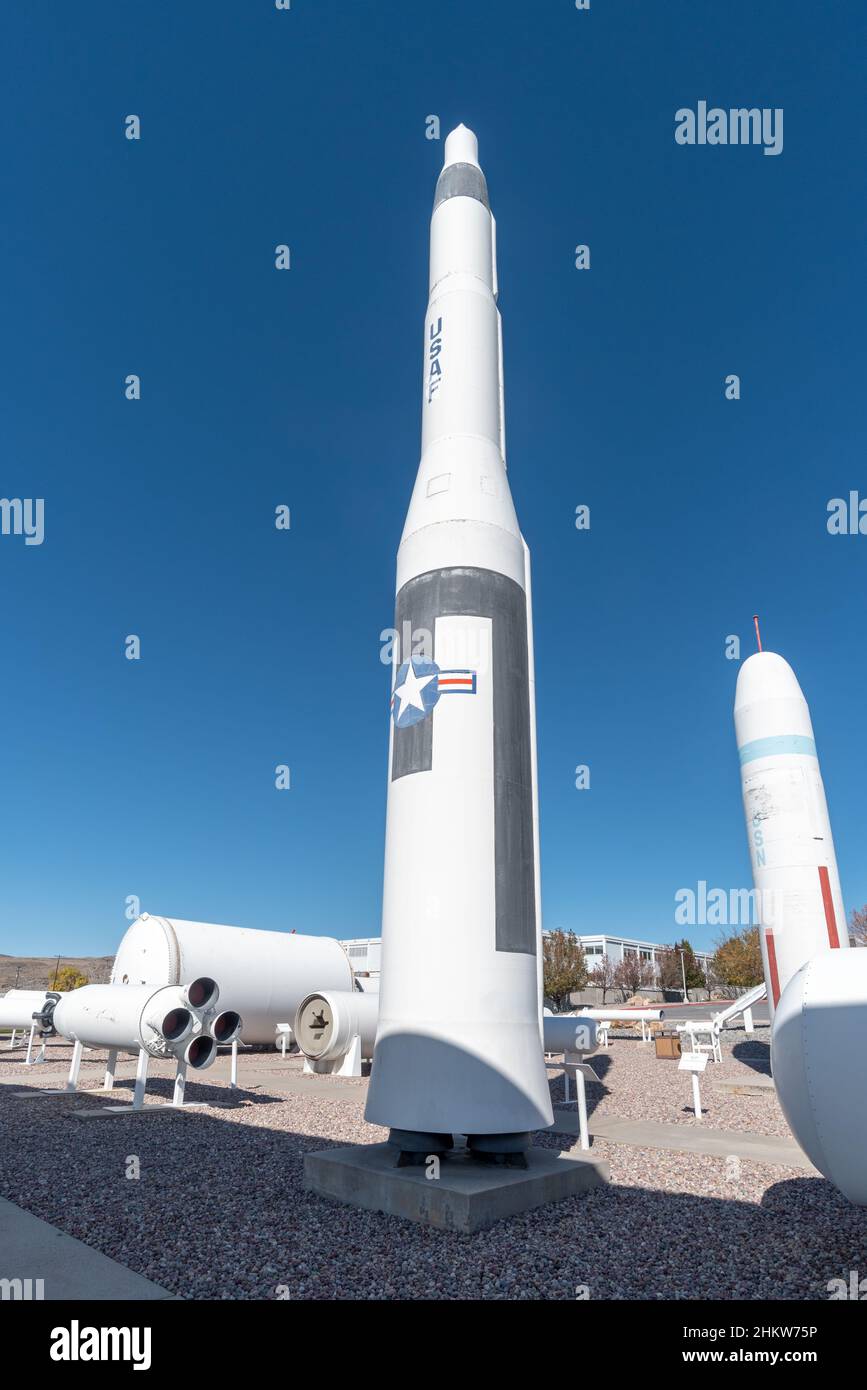 Rockets on display at the Northrop Grumman Rocket Garden, Corrine, Utah ...