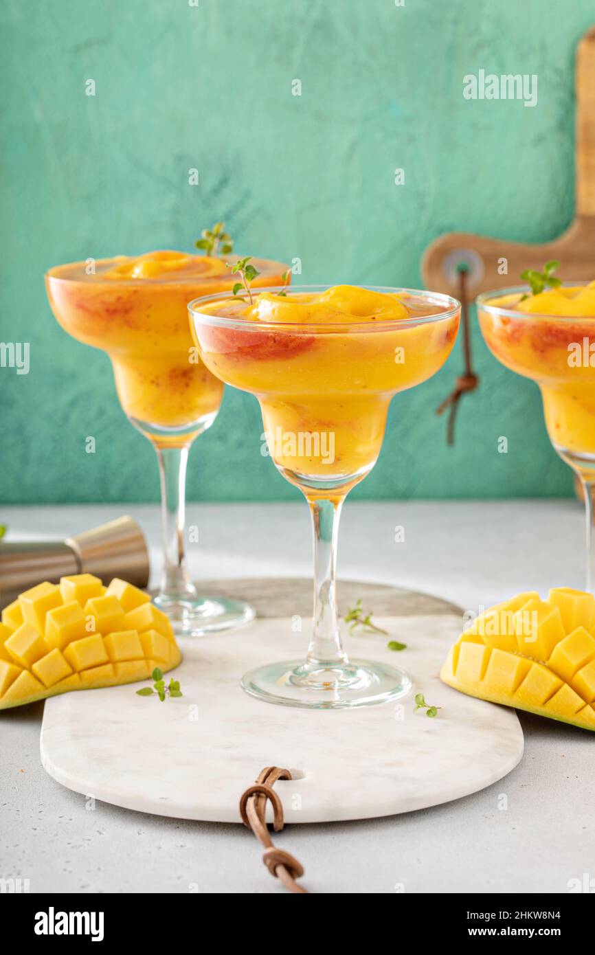 Mangonada margarita coctail, frozen mango margarita with chamoy Stock ...