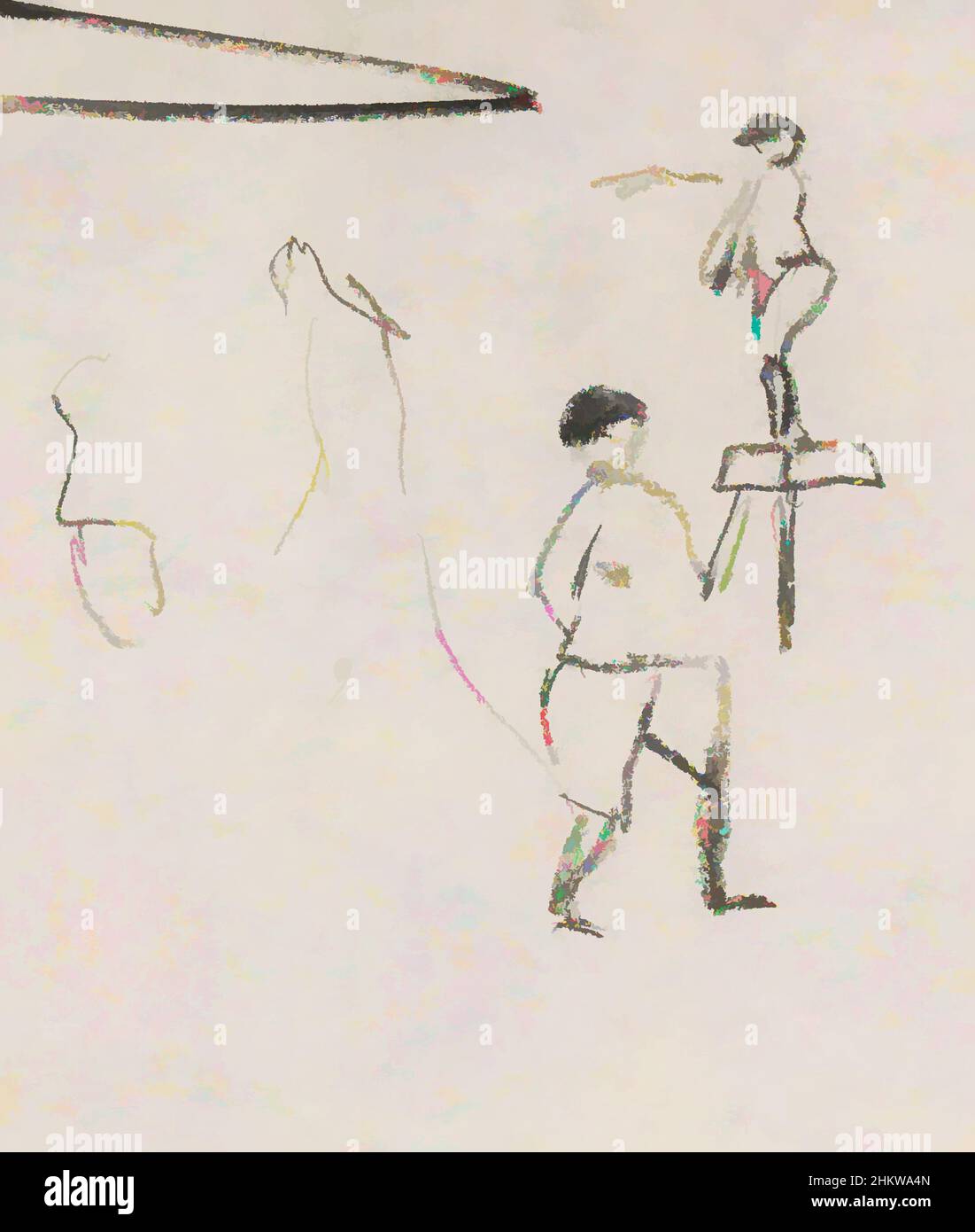 Art inspired by A figure stands on an elevation and points. Figure ...