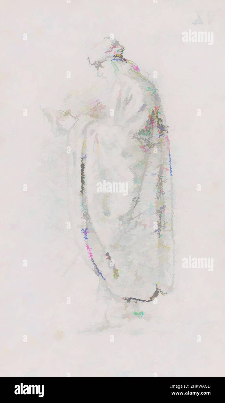 Art inspired by Standing reading man in an ankle-length cloak with hat ...