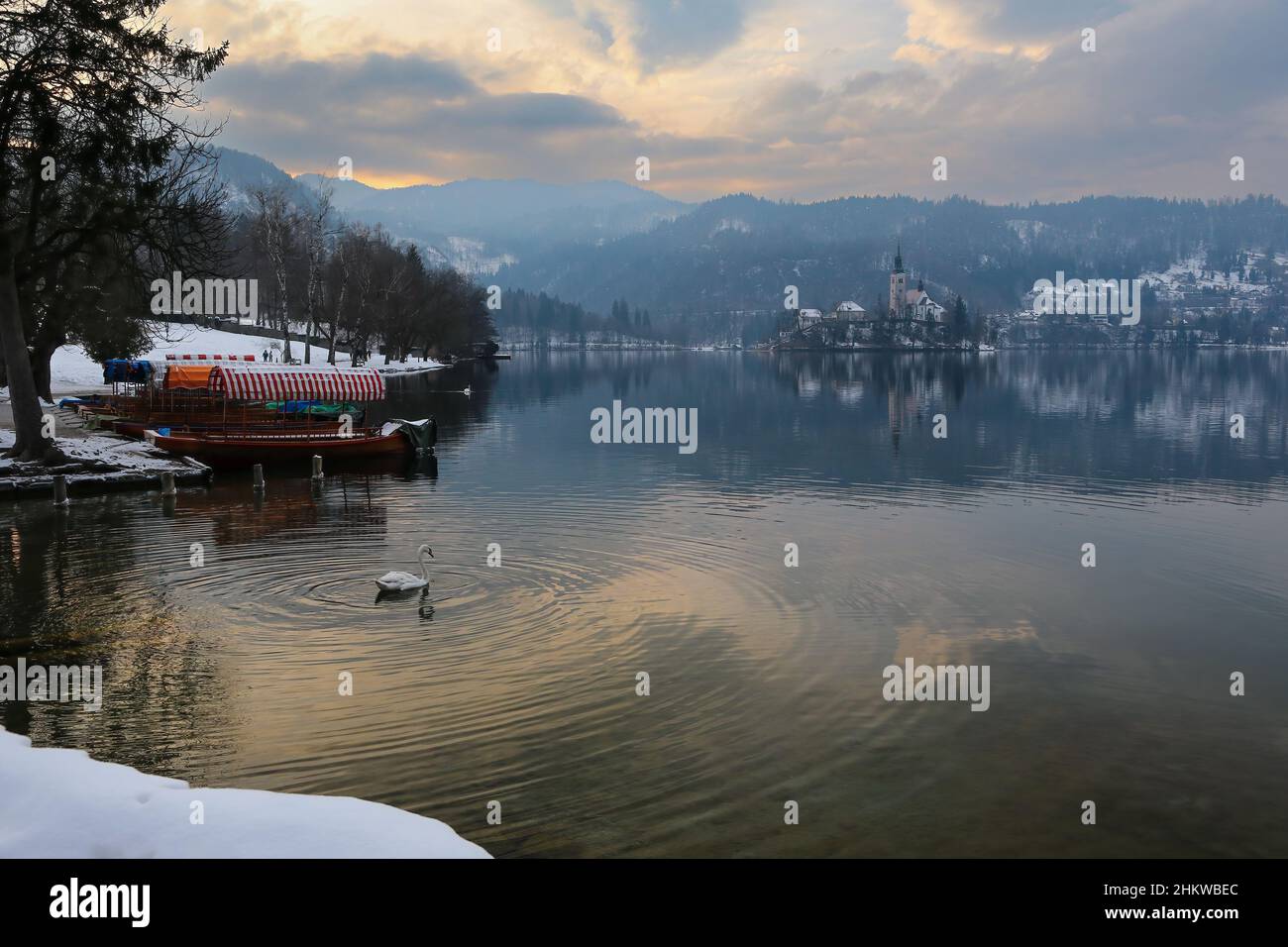 Winter view of Lake Bled, Slovenia Stock Photo - Alamy