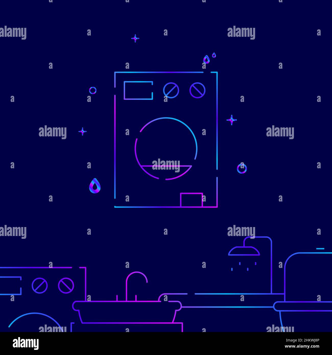 Washer, washing machine gradient line icon, simple illustration on a ...