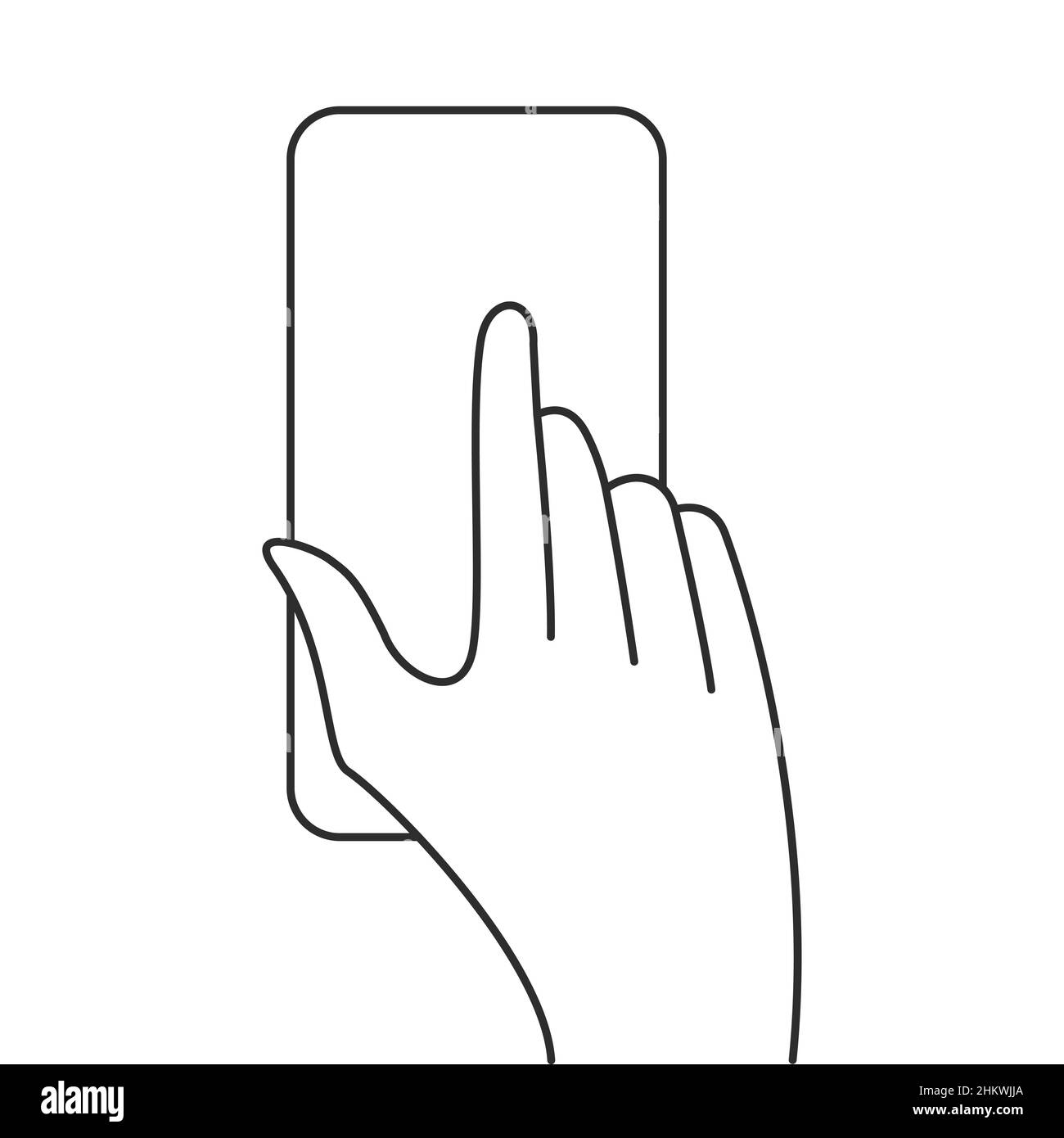 Hand with phone, smartphone index finger. Single tap flat icon, touch ...