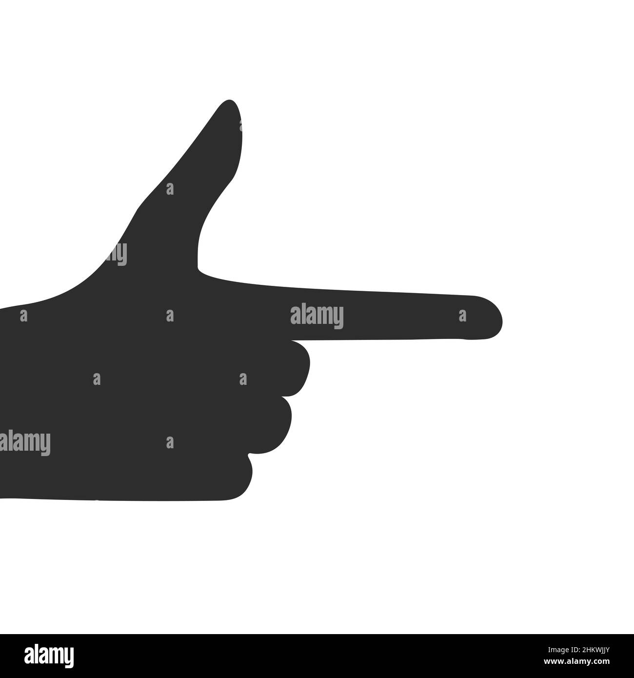 Hand pointing finger sign. Black silhouette shadow play gesture. Flat ...