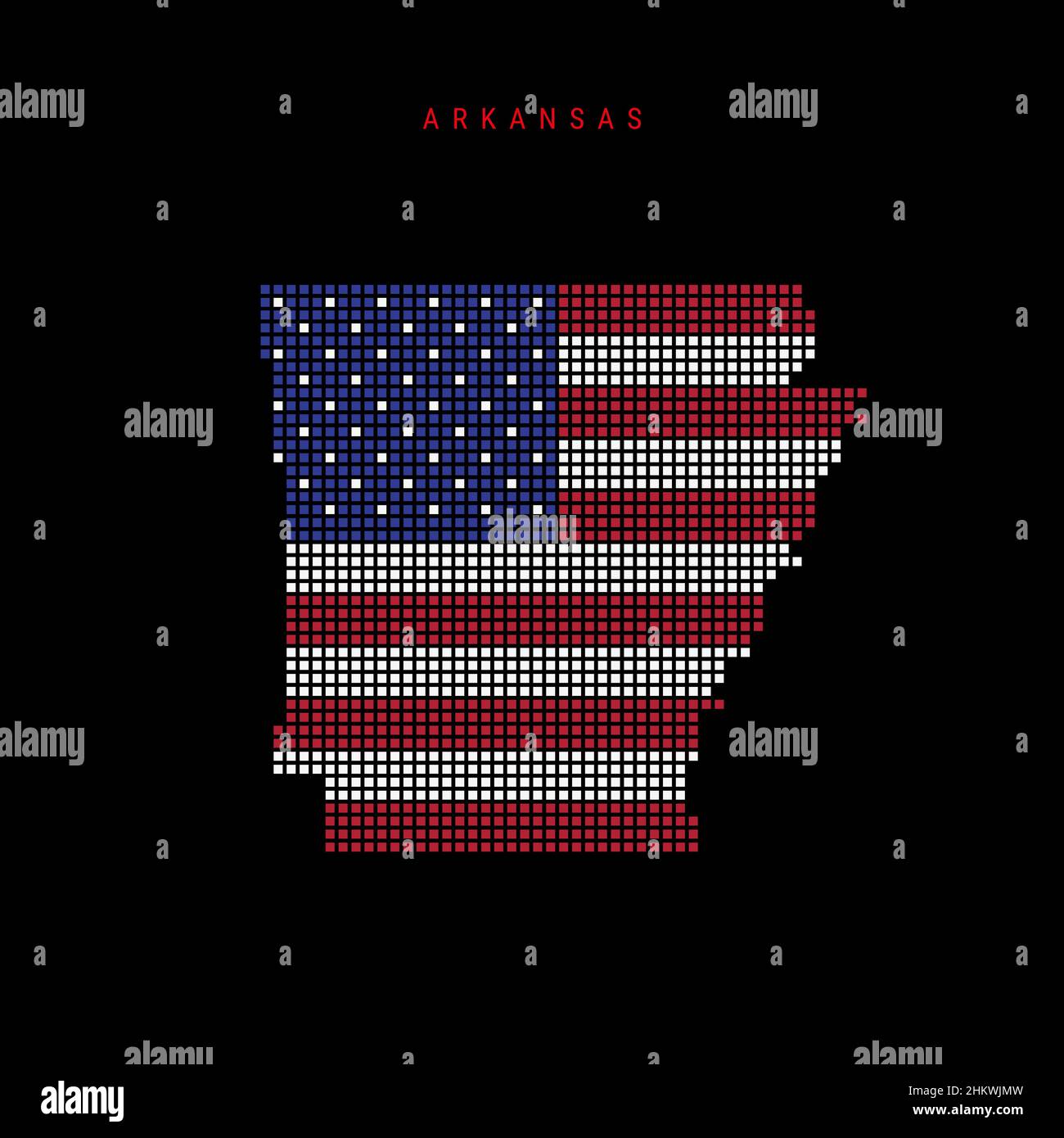 Square dots pattern map of Arkansas. Dotted pixel map with american ...