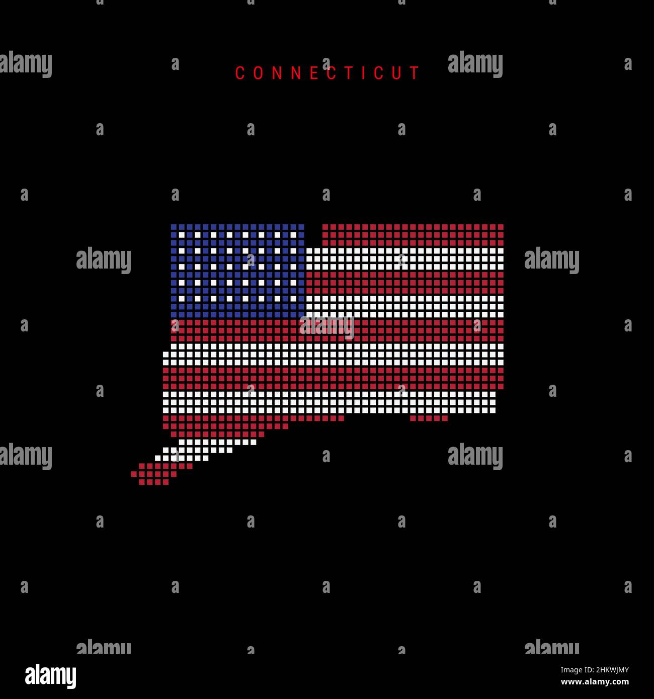 Square dots pattern map of Connecticut. Dotted pixel map with american ...