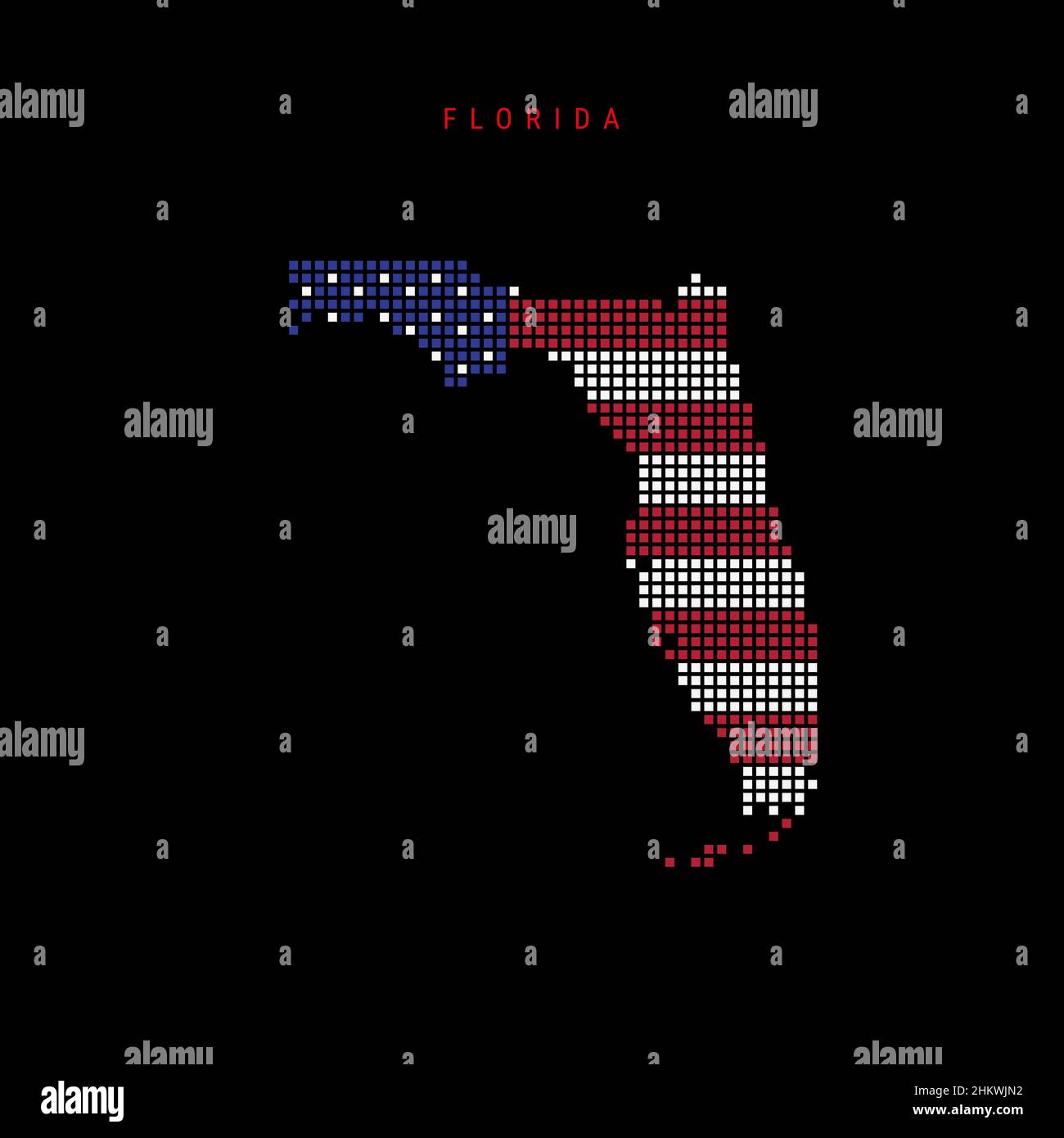 Square dots pattern map of Florida. Dotted pixel map with american ...
