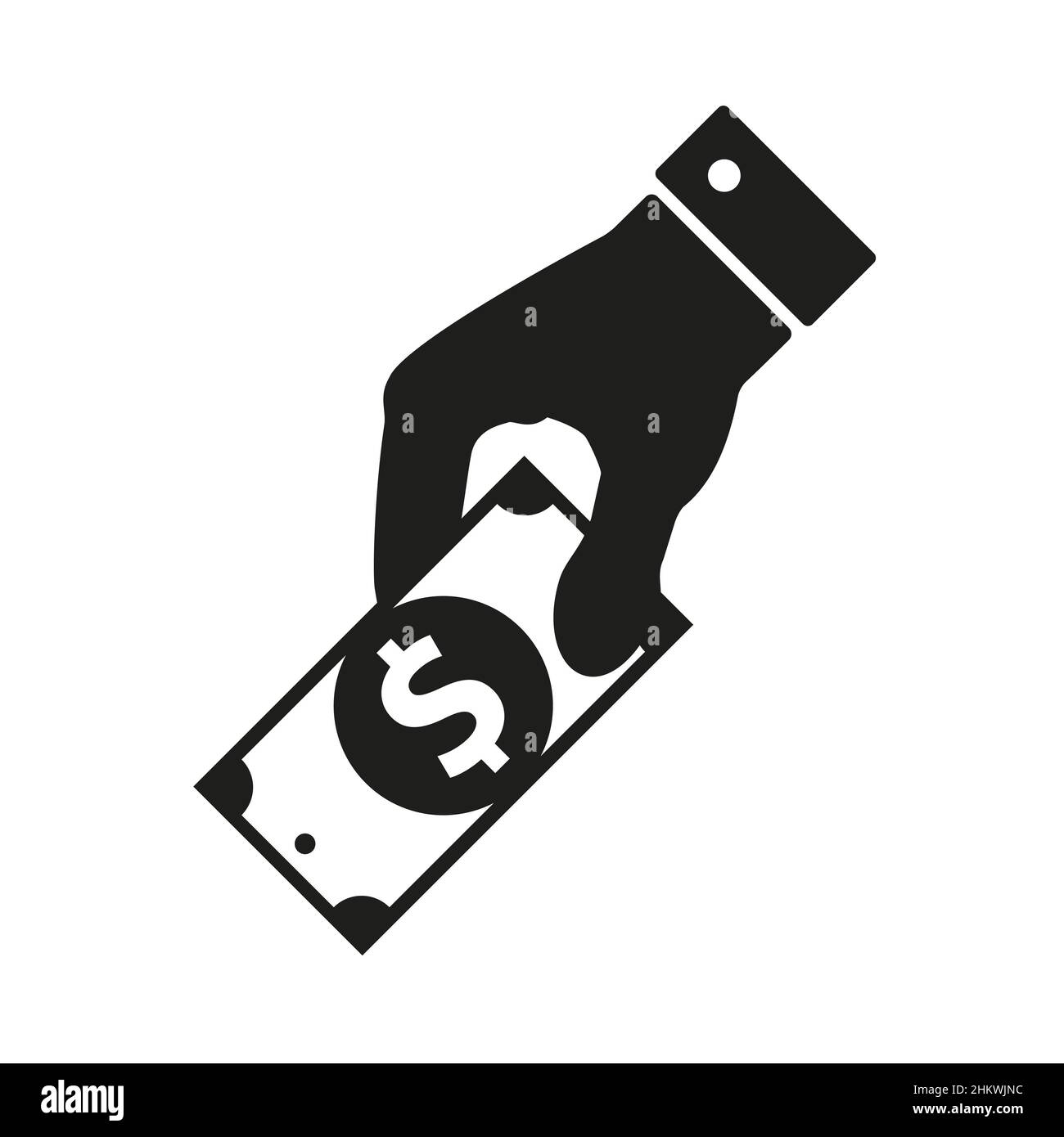 Hand holding a dollar bill. Payment with money, buying or purchase ...