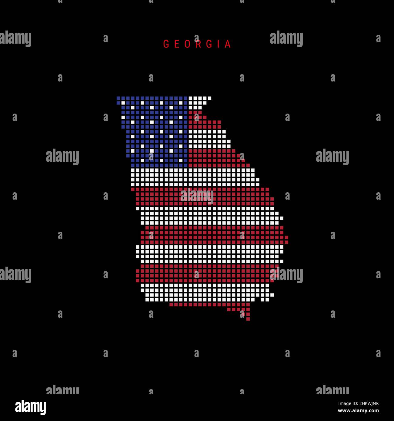 Square dots pattern map of Georgia. Dotted pixel map with american ...