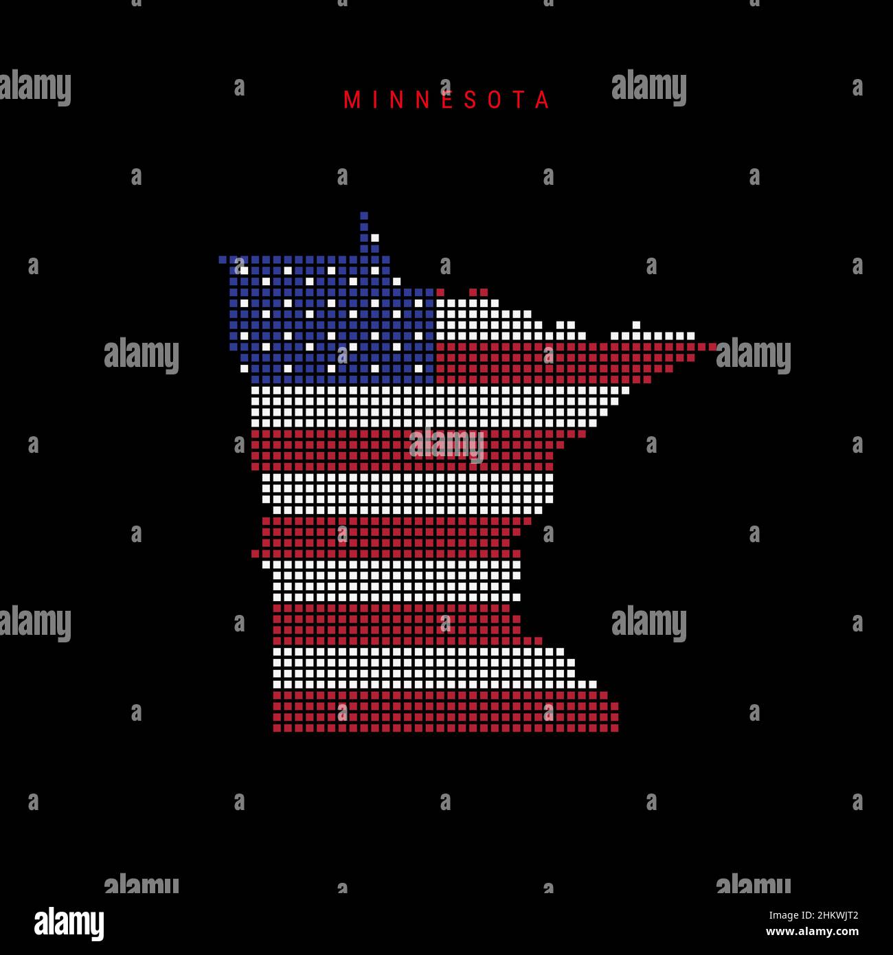 Square dots pattern map of Minnesota. Dotted pixel map with american ...
