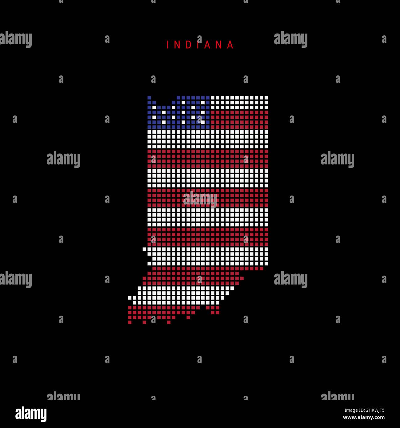 Square dots pattern map of Indiana. Dotted pixel map with american ...