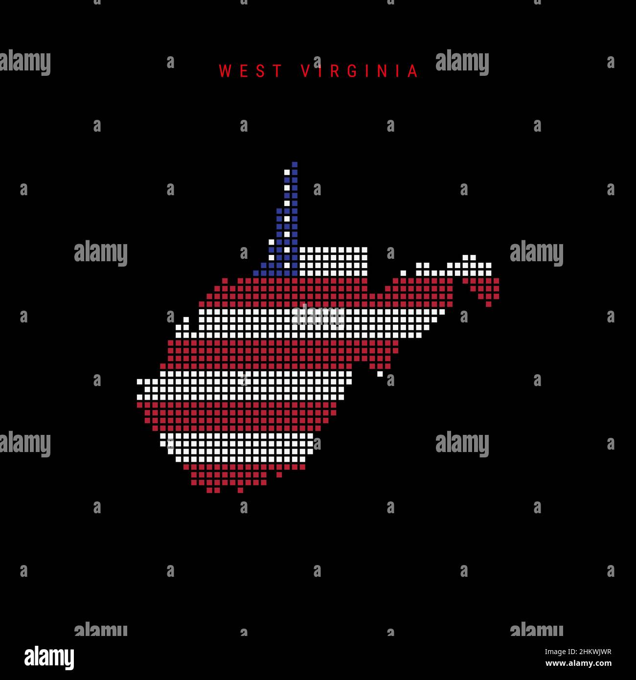 Square dots pattern map of West Virginia. Dotted pixel map with ...