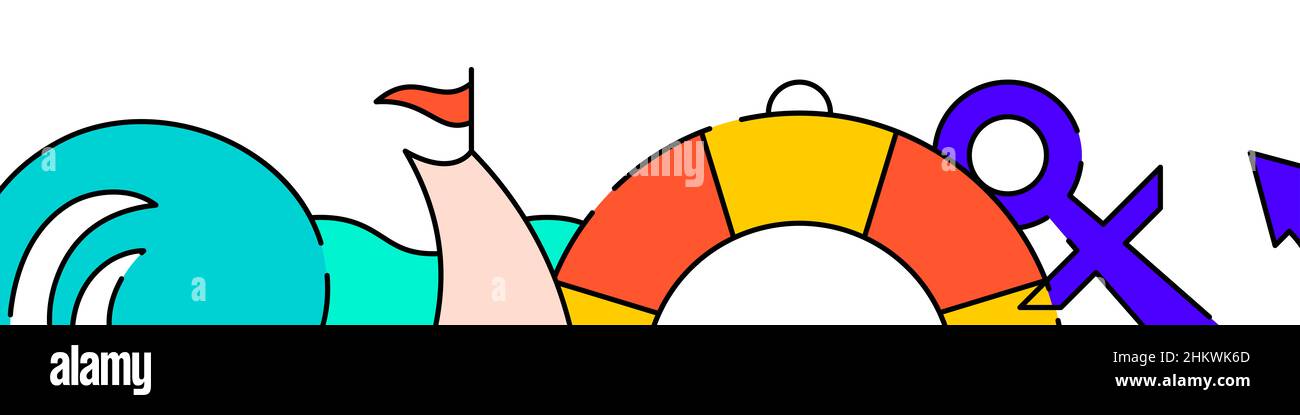 Sea, maritime related horizontal banner or bottom border template ...