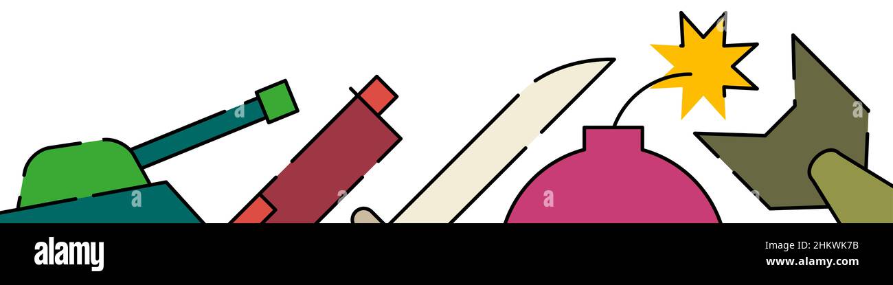 Military, army, war related horizontal banner or bottom border template ...