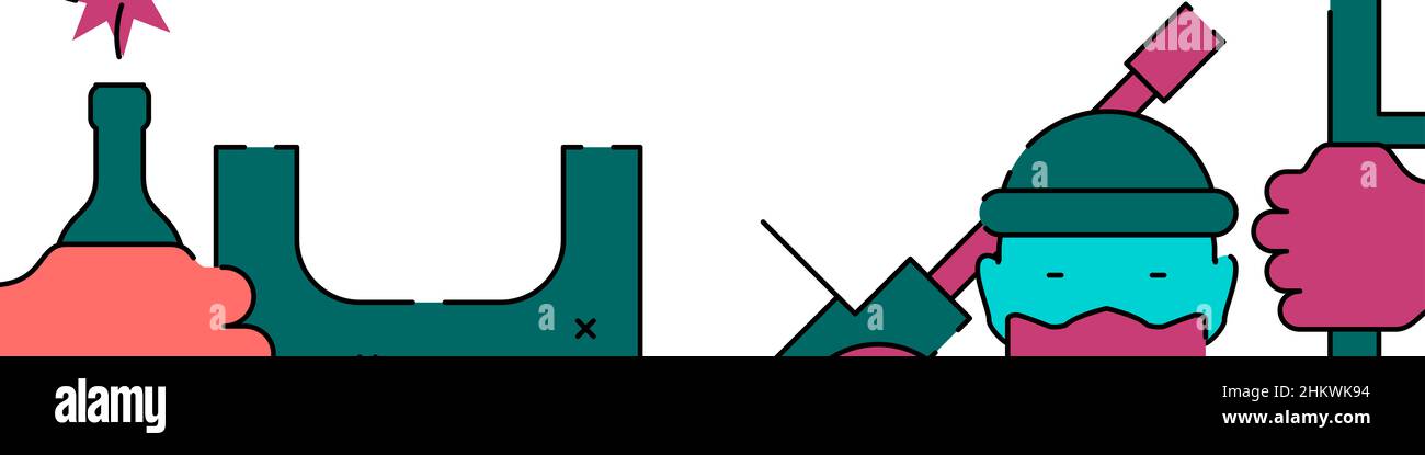 Military, army, war related horizontal banner or bottom border template ...