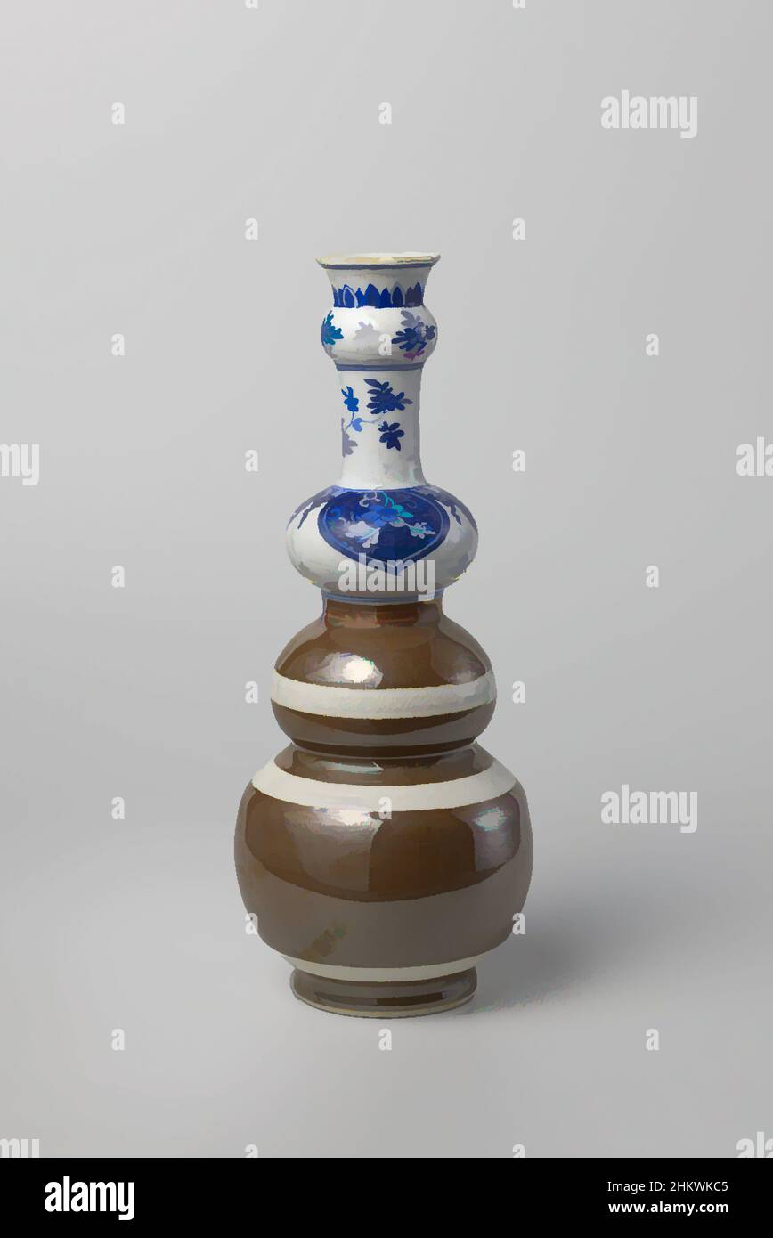 Art inspired by Triple gourd-shaped bottle with brown glaze and flower ...