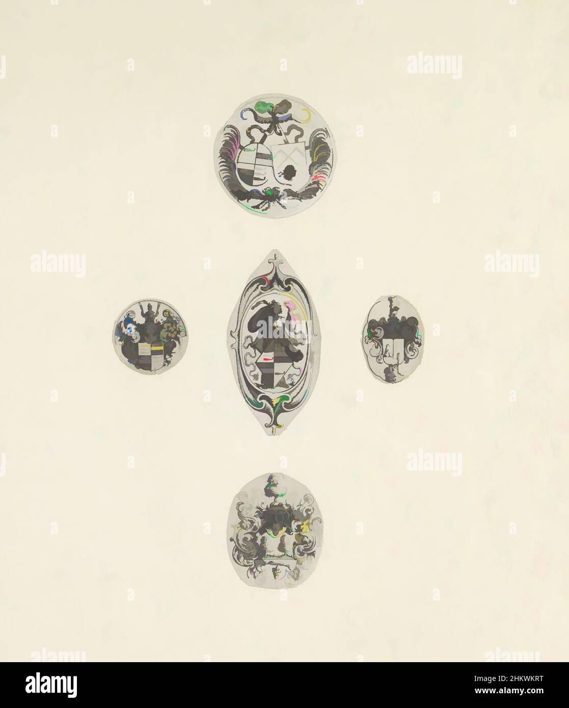 Art inspired by Five arms, Five representations on an album page. The ...