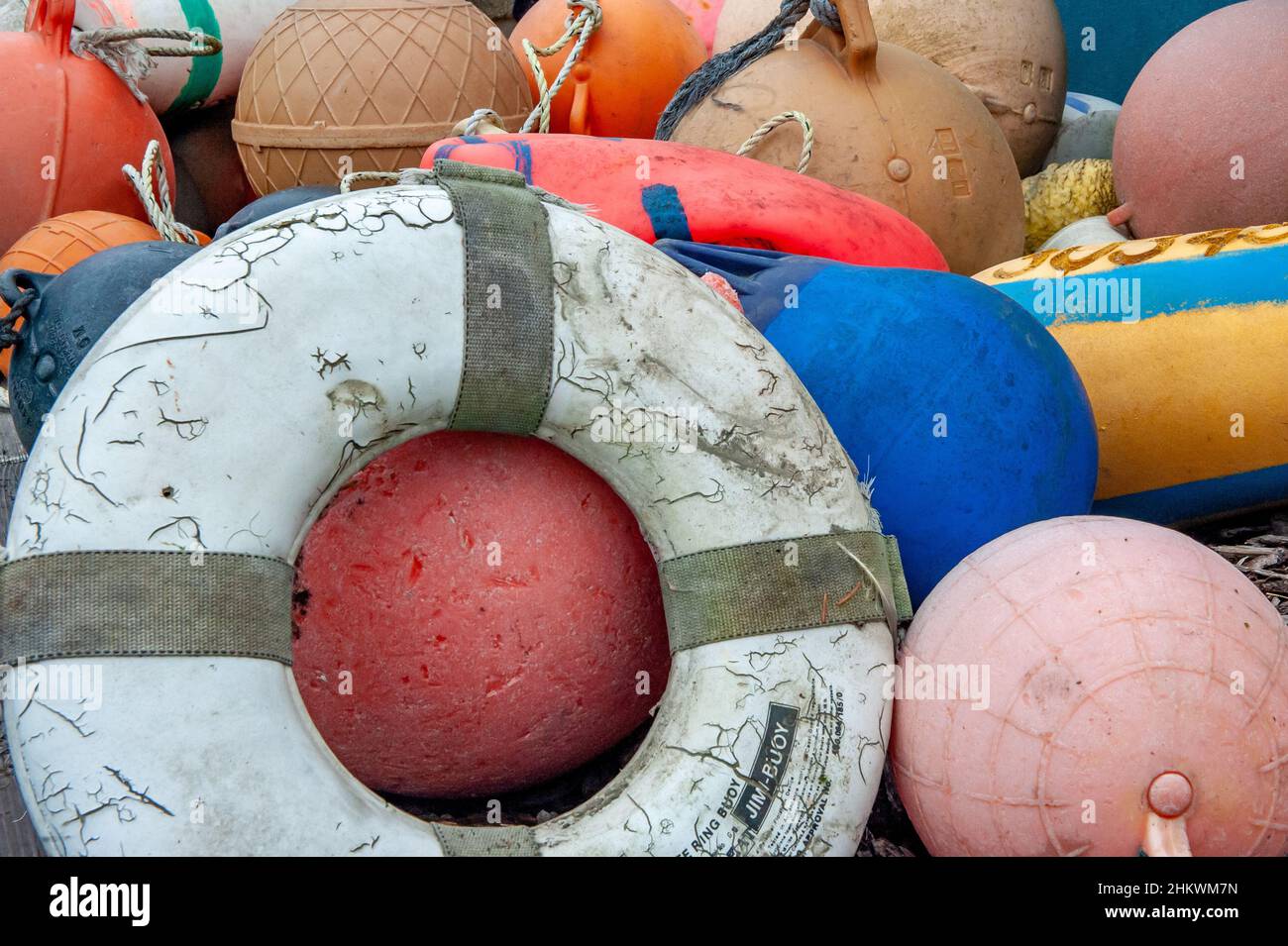 old buoy - colorful weathered buoys for boats - boating tools - fishing ...