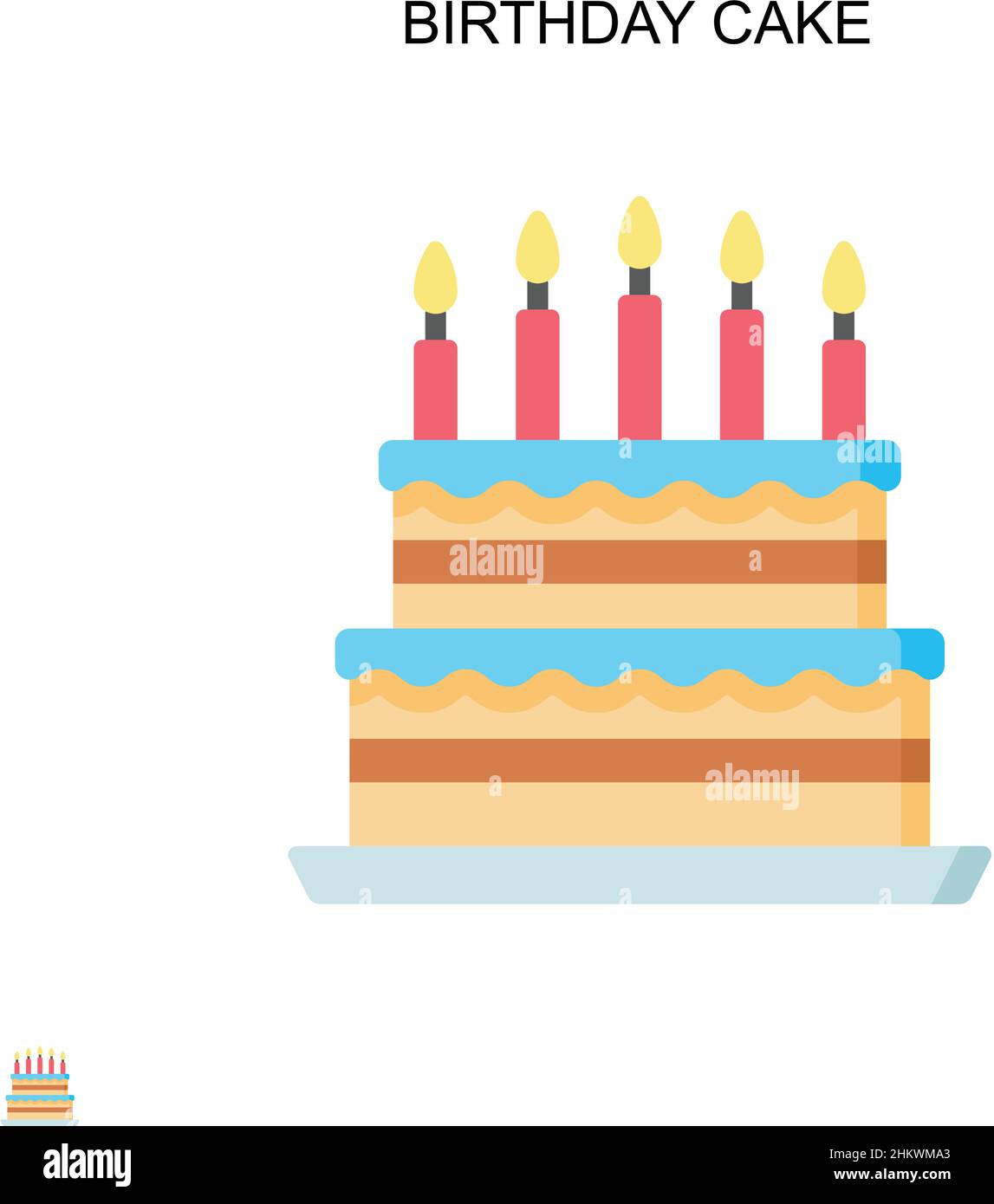 Birthday cake Simple vector icon. Illustration symbol design template ...