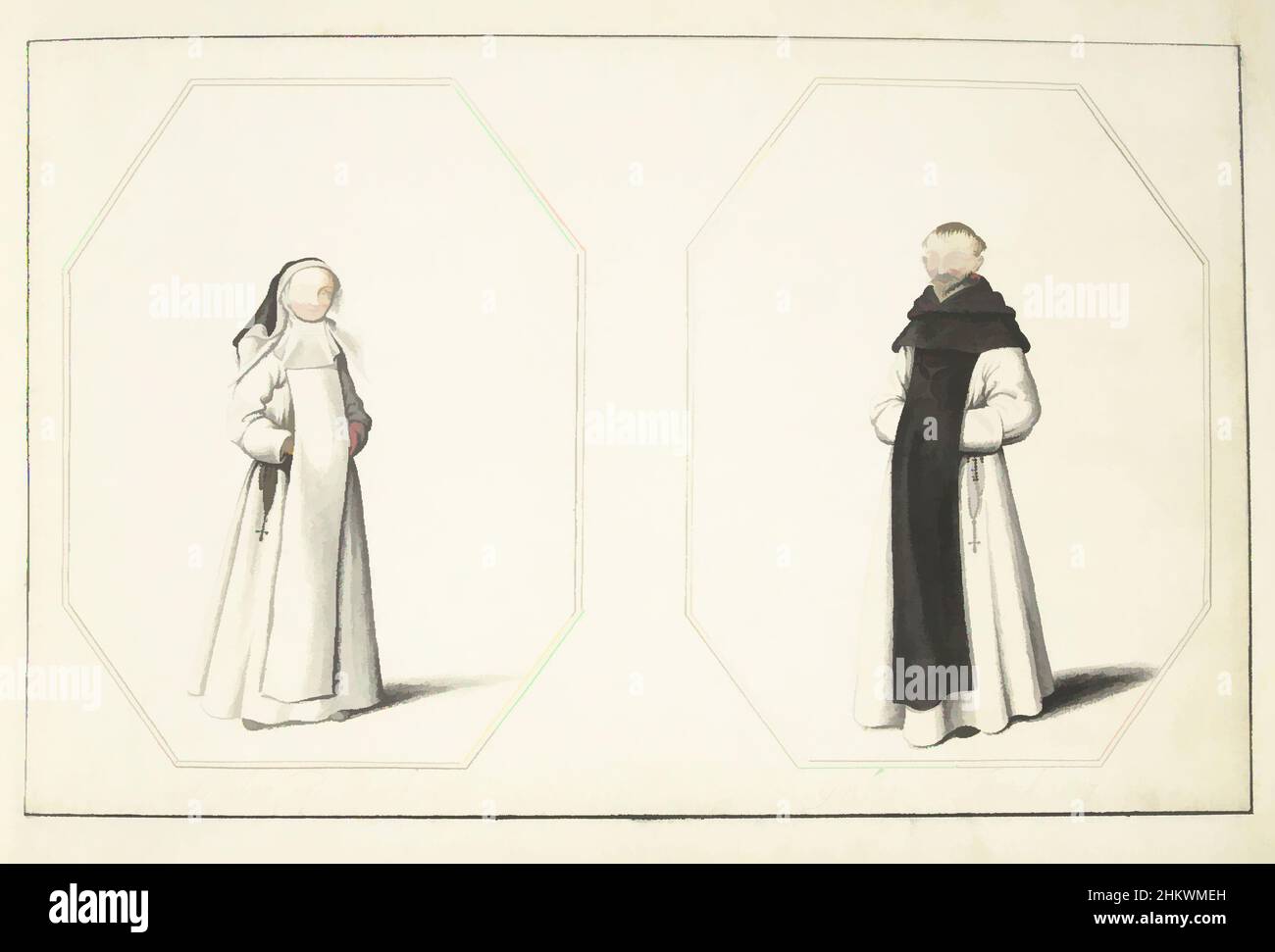 Art inspired by Standing nun and standing friar, Opaque sheet with two ...