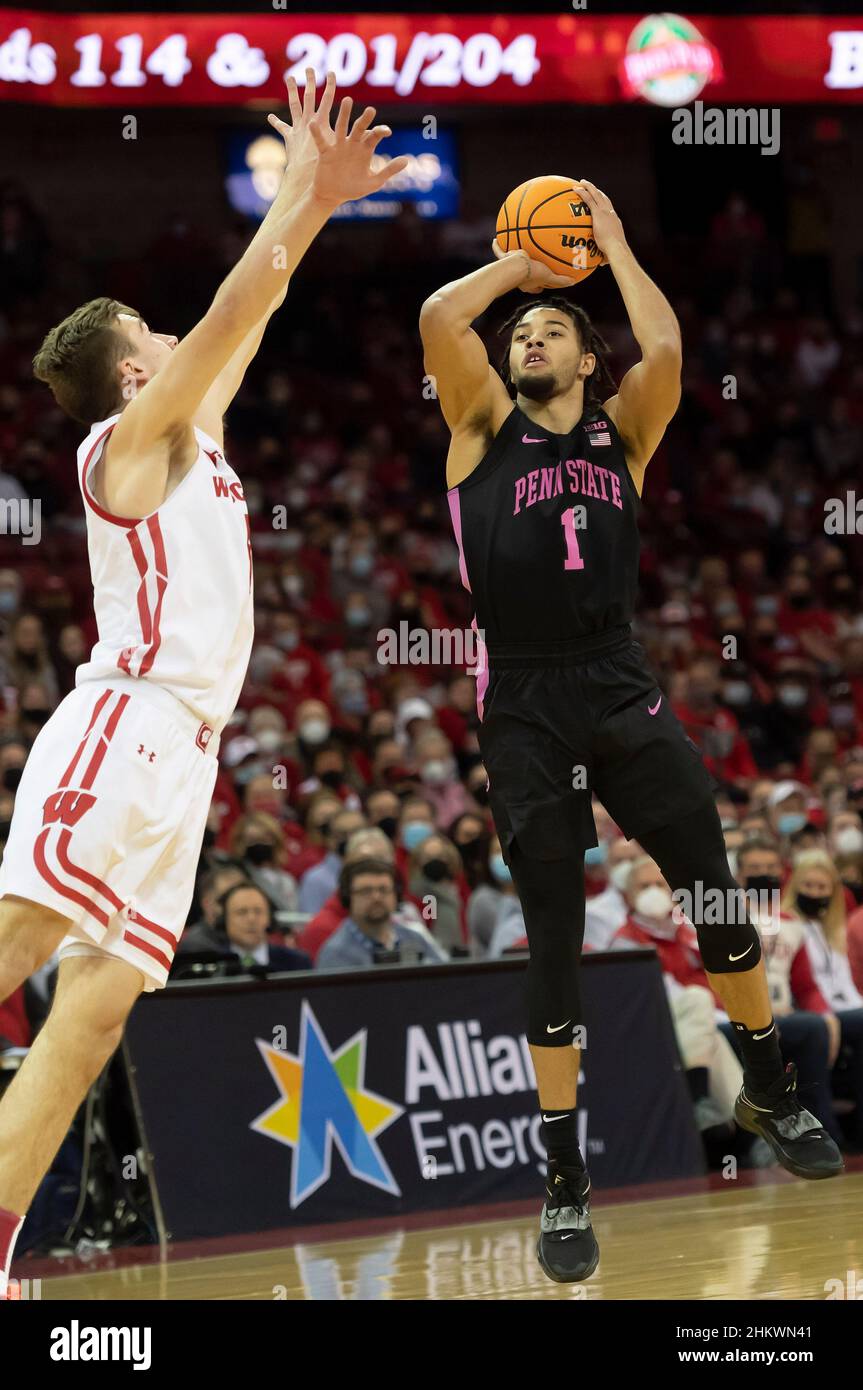 February 5, 2022: Penn State Nittany Lions forward Seth Lundy #1 shoots ...