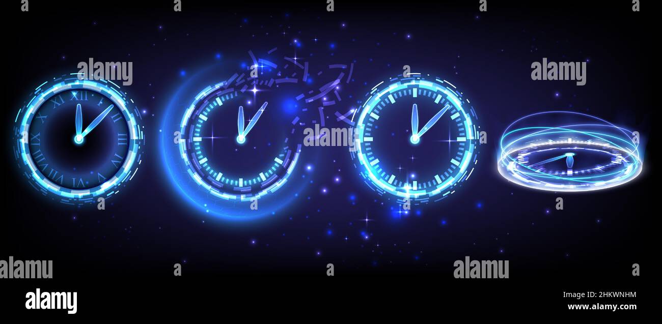 Time machine, fade, timer and deadline. Sci-fi hi-tech collection in ...