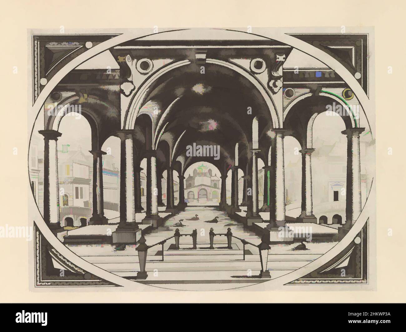 Art inspired by Open colonnade with columns and cross vaults over a ...