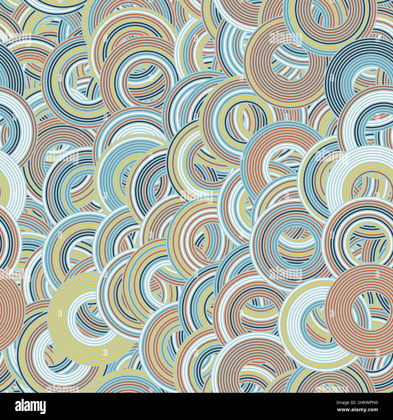 Seamless concentric circle in retro colors dizzy surface pattern design ...