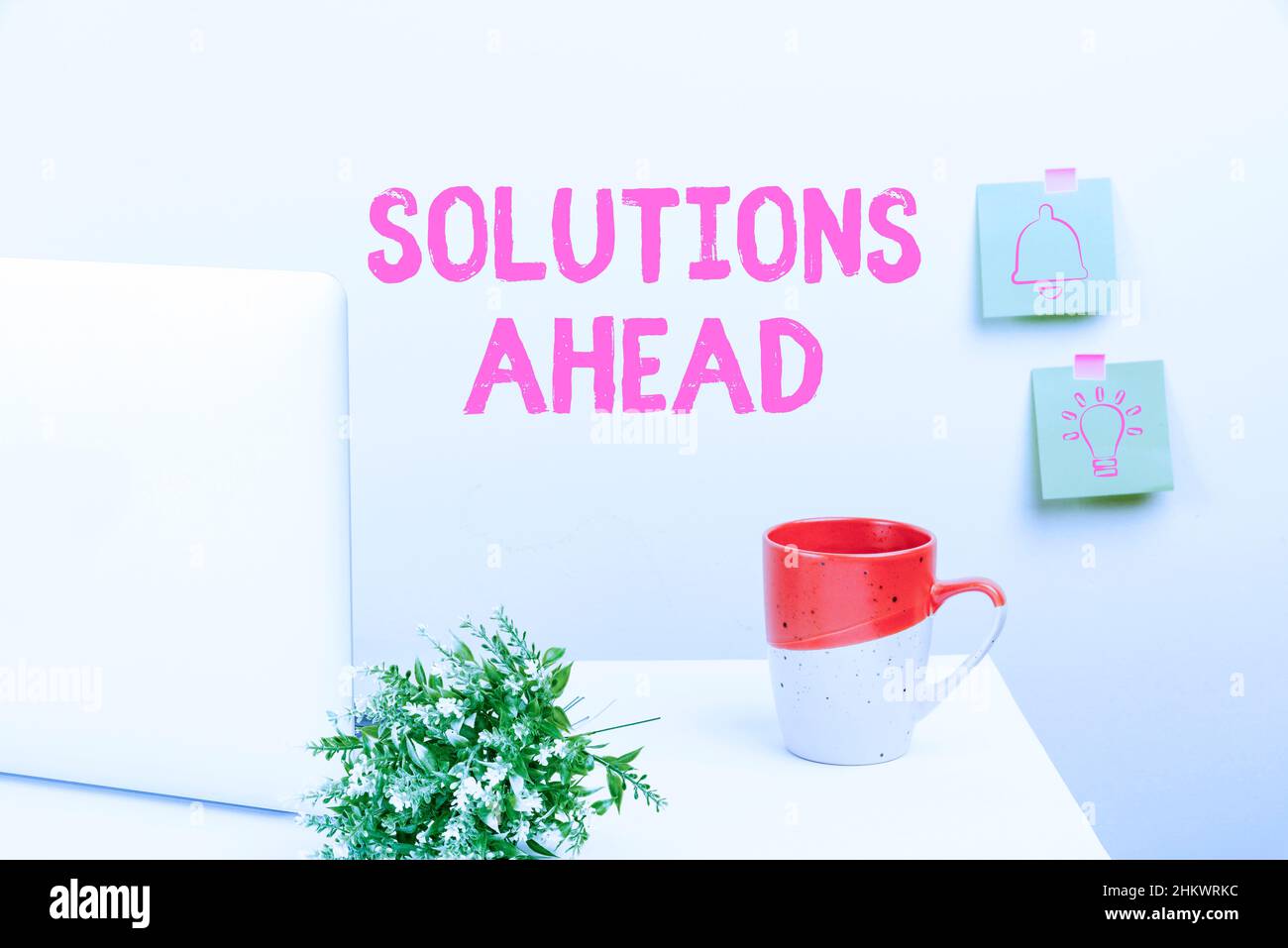 Text sign showing Solutions Ahead. Word Written on in advance action or ...