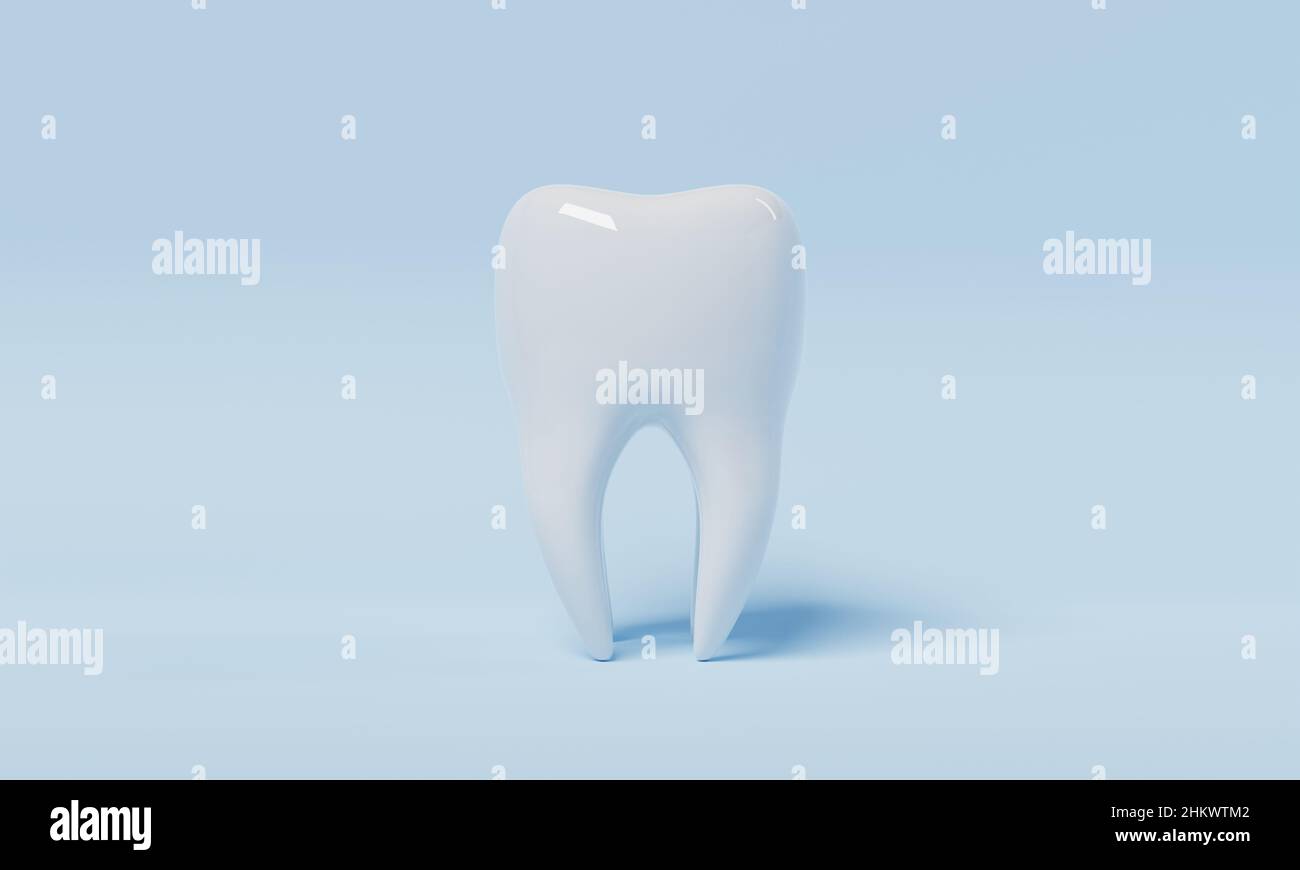 Tooth on blue background with copy space. Dental and Health care ...