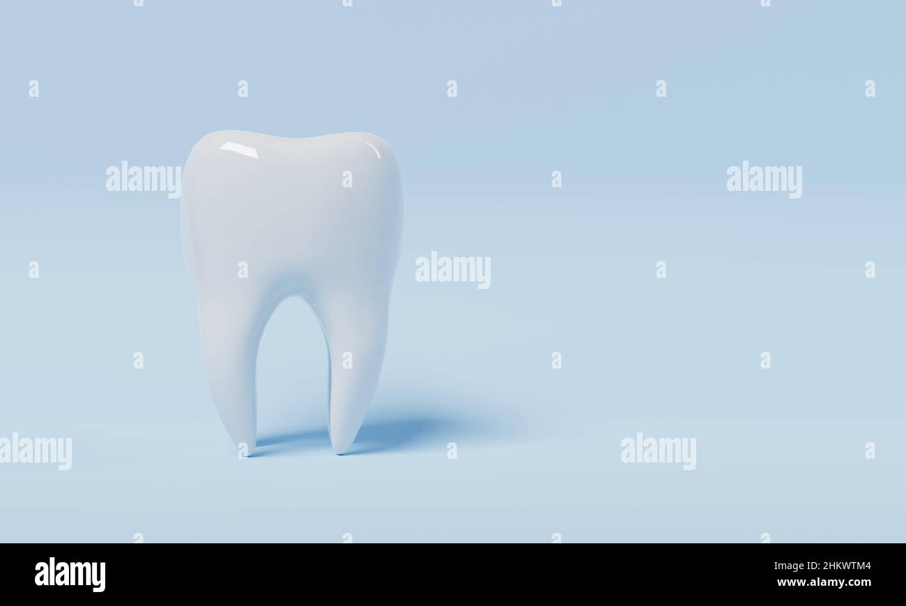 Tooth on blue background with copy space. Dental and Health care ...