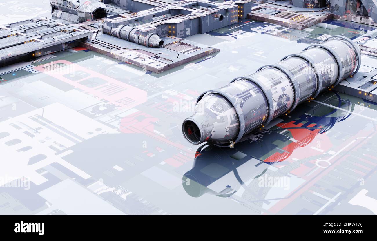 Space military base with innovative construction technology background ...